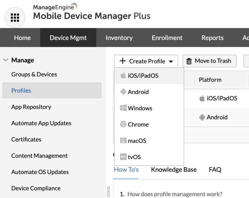 iOS Cihazlarında ManageEngine Kiosk Profili Oluşturma