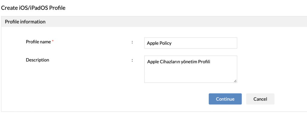 iOS Cihazlarında ManageEngine Kiosk Profili Oluşturma